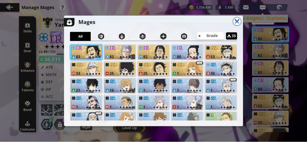 BCM - BLACK CLOVER M - Mid game account with all Seasonal 1, Video ...