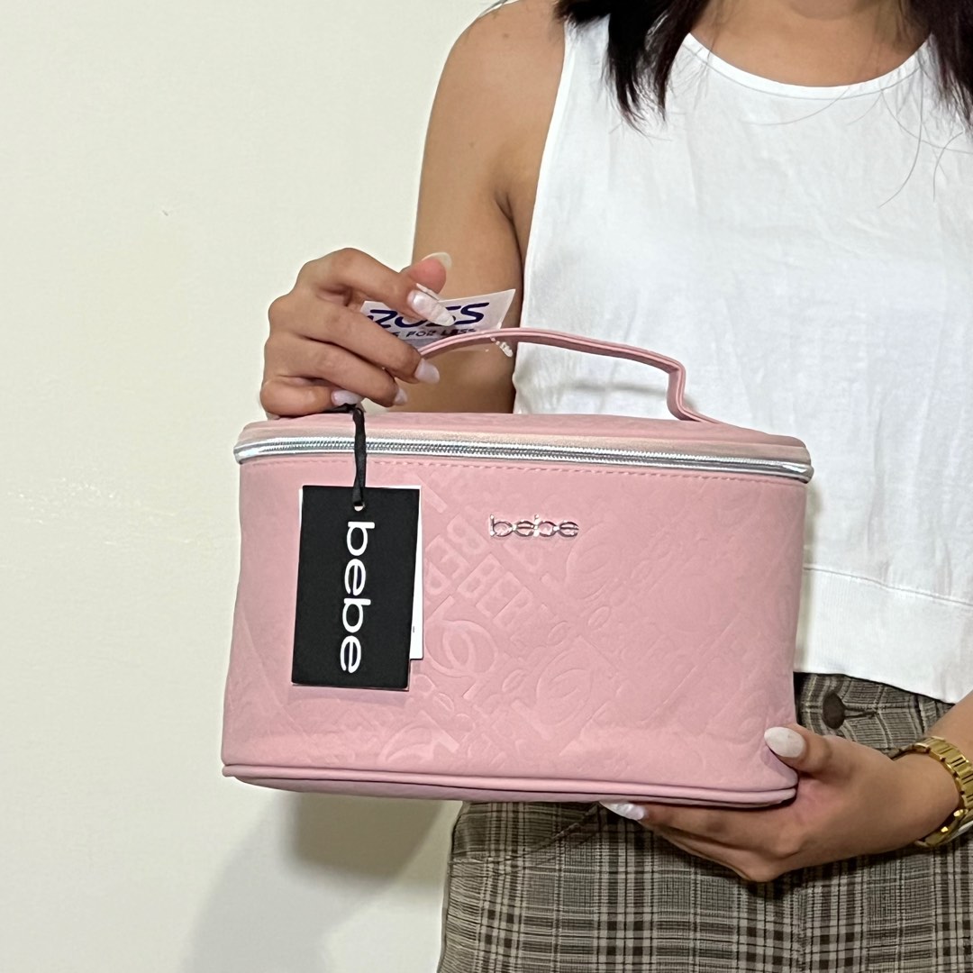 BEBE Pink Vanity Cosmetic Bag with free travel size bottles, Women's ...