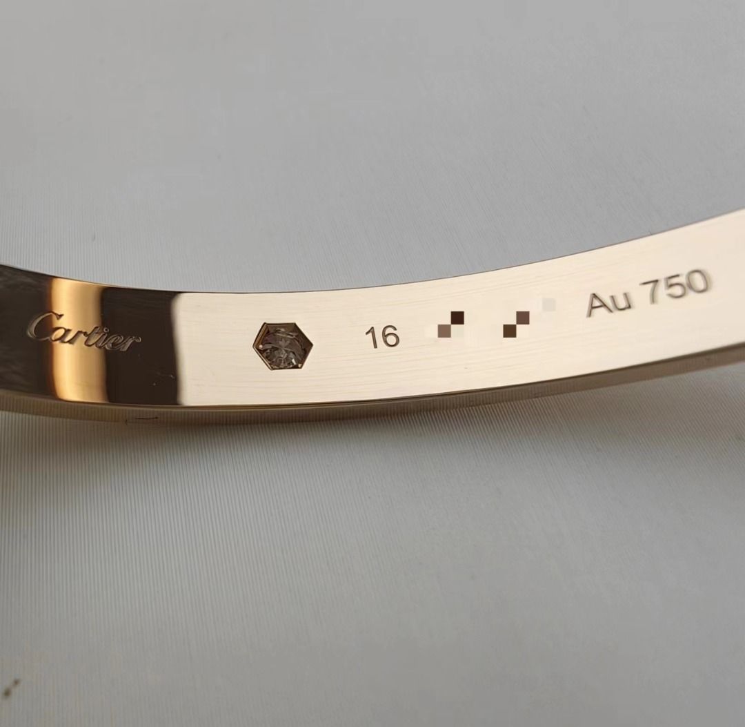 Cartier Love Bracelet 4P Diamonds 18K Rose Gold Size 16, Luxury ...