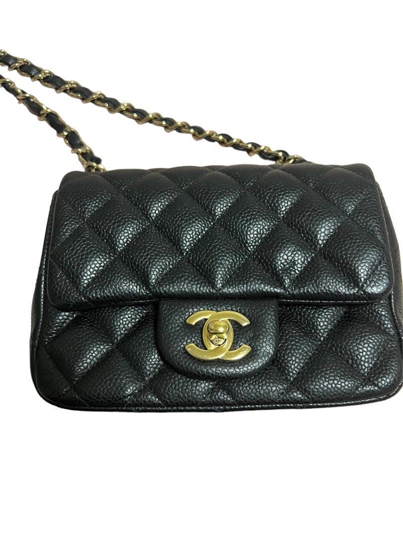 CHANEL MINI SQUARE CAVIAR GHW BLACK, Women's Fashion, Bags & Wallets ...