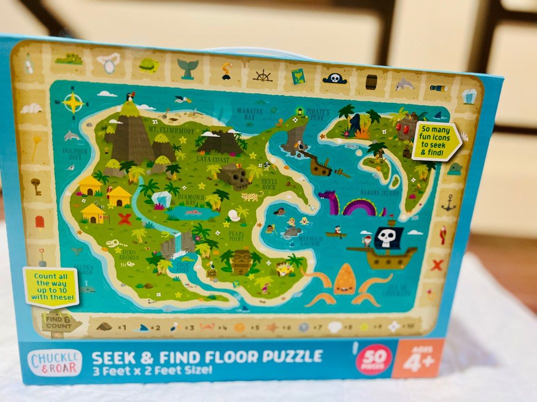 Chuckle & Roar 3 Feet Wide Seek & Find Floor Puzzle 3ftx2ft Size 50 pcs ...