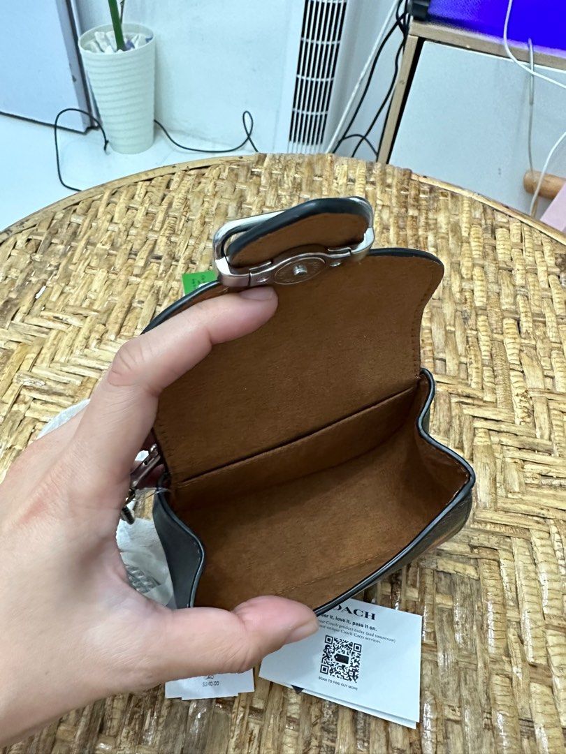 coach morgan card case on a chain in signature canvas w rose print ...