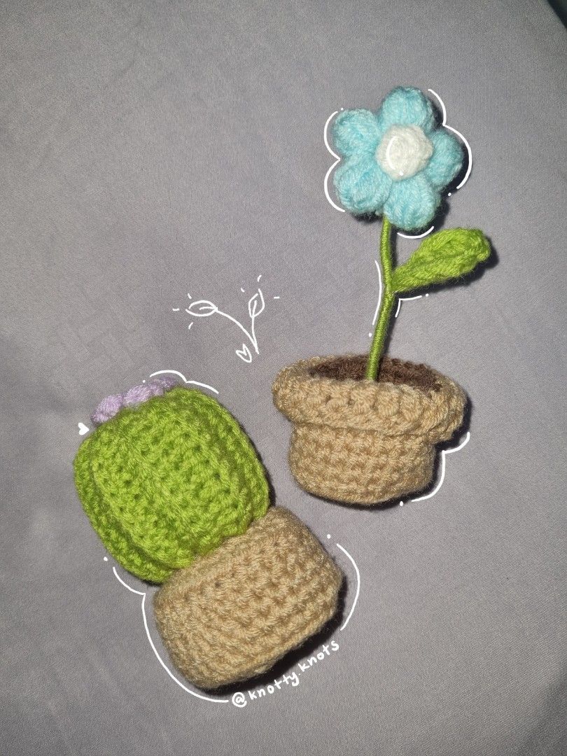 Crochet Mini Plants, Hobbies & Toys, Stationery & Craft, Handmade Craft ...