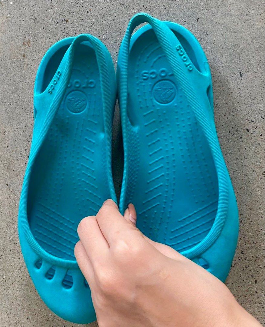 Crocs Kadee Teal Work Ballet Flat Lightweight, Women's Fashion ...