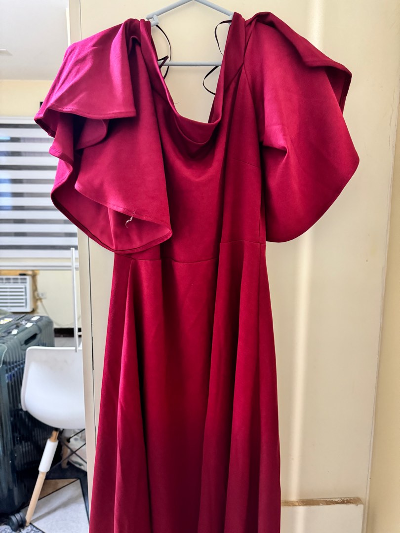 Deep Red/Maroon Long gown, Women's Fashion, Dresses & Sets, Evening ...