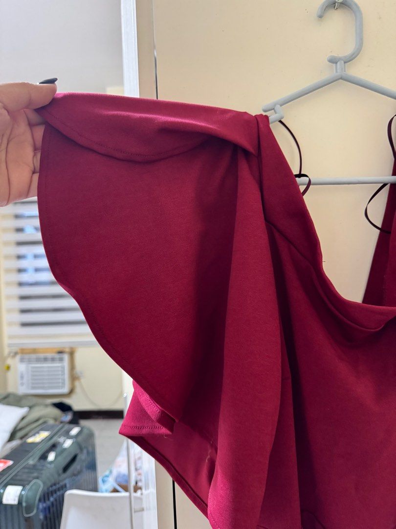 Deep Red/Maroon Long gown, Women's Fashion, Dresses & Sets, Evening ...