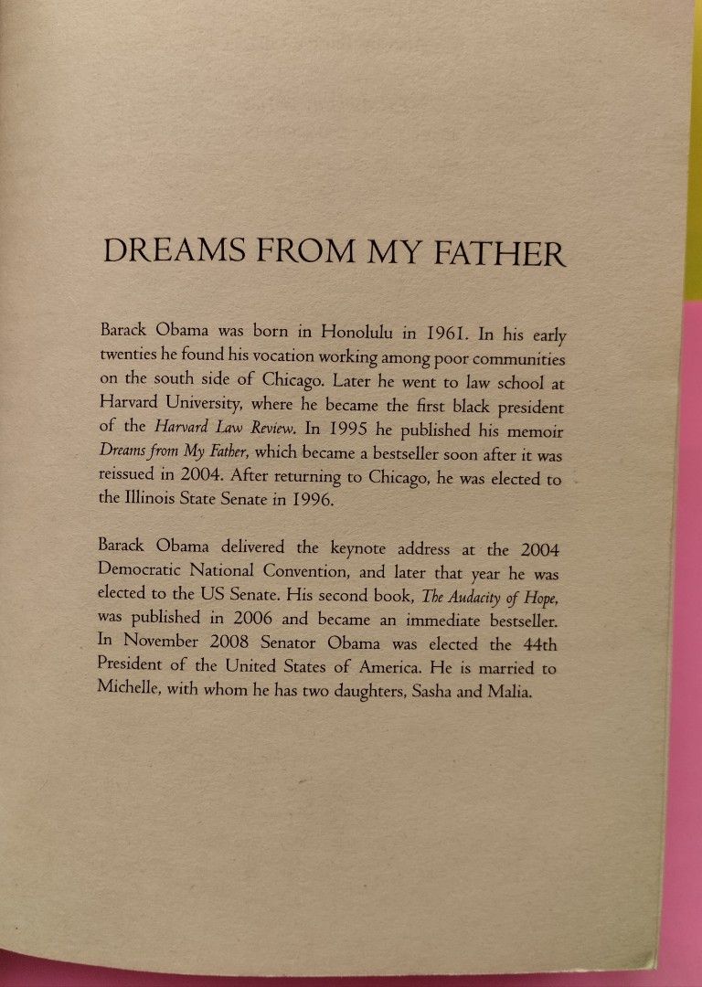 Dreams From My Father by Barack Obama , 442 pages , paperback , non ...