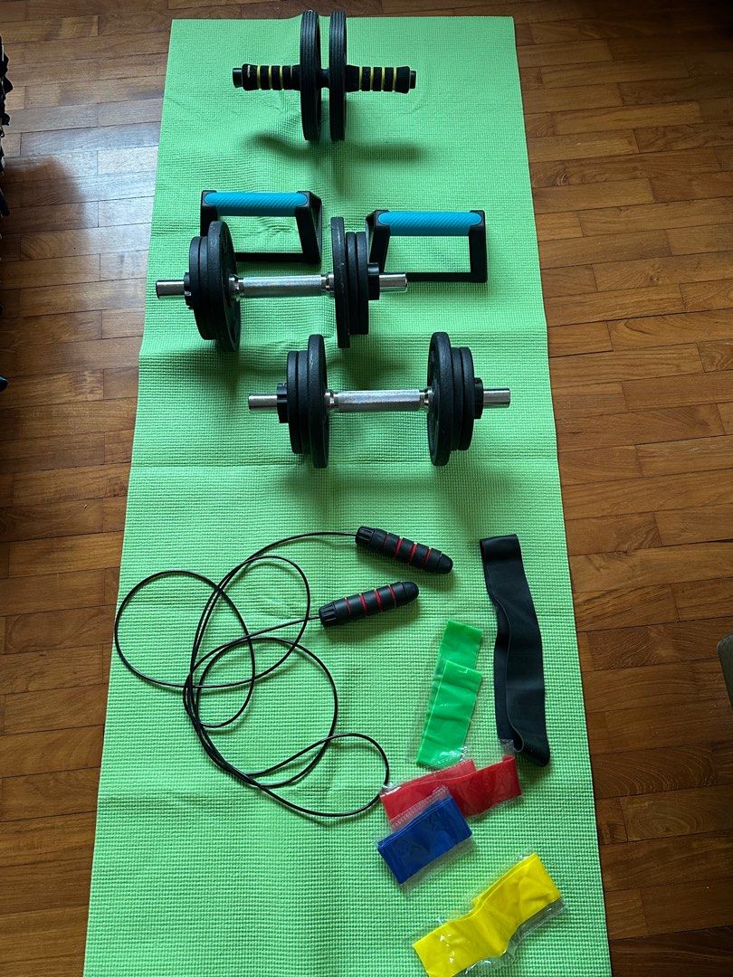 Entire home workout set (decathlon), Sports Equipment, Exercise ...
