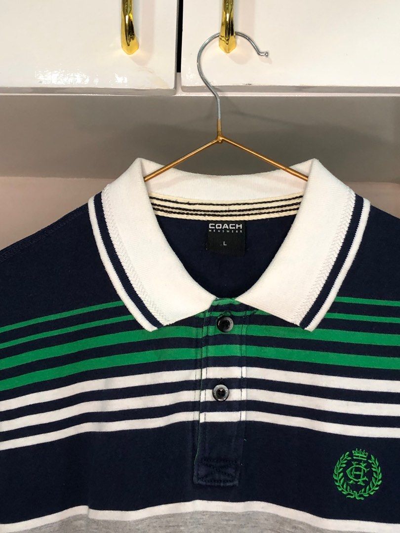 Green Striped Polo Shirt, Men's Fashion, Tops & Sets, Tshirts & Polo ...