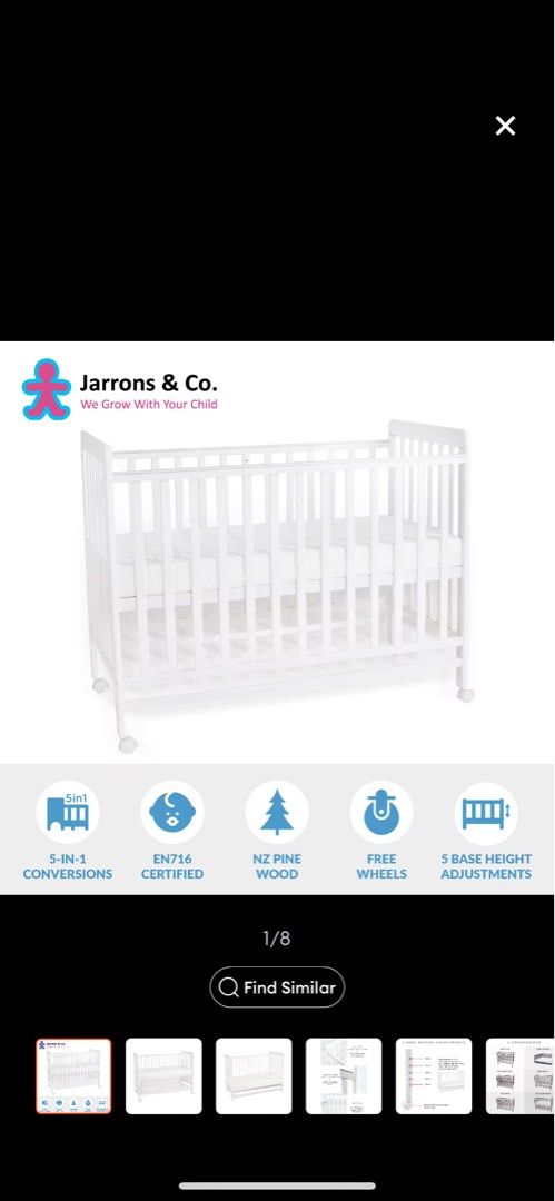 Happy Cot 5-in-1 Convertible Baby Cot - Dropside Mechanism, Babies ...