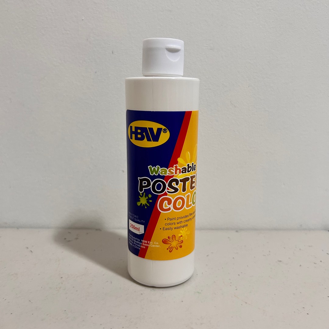 HBW Washable Poster Paint Color 250ml White, Hobbies & Toys, Stationary ...