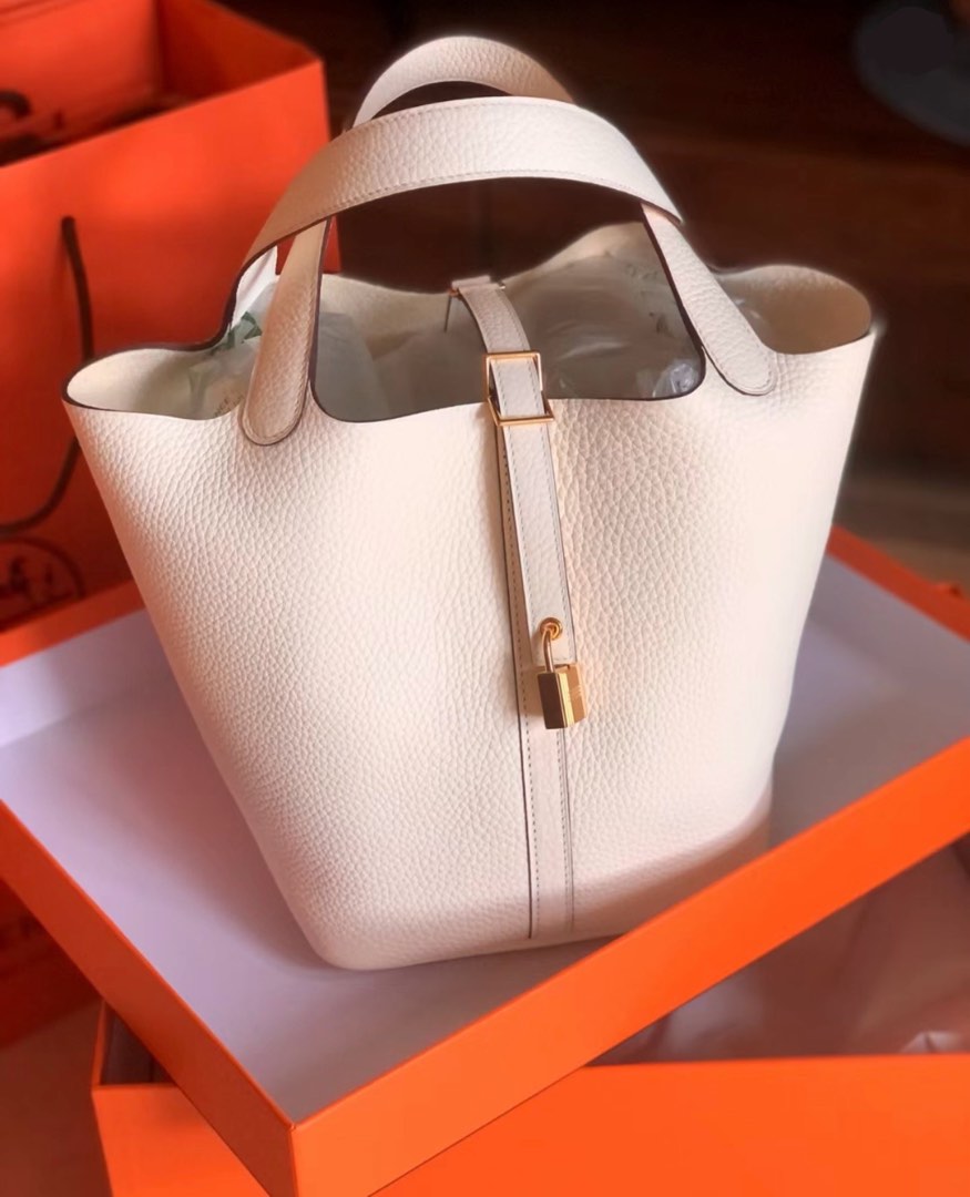 Hermes Picotin 22 Nata 奶油白 金扣, 名牌, 手袋及銀包 - Carousell