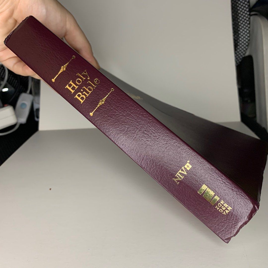Holy Bible NIV Large Print, RED Letter, Burgundy Bonded Leather ...