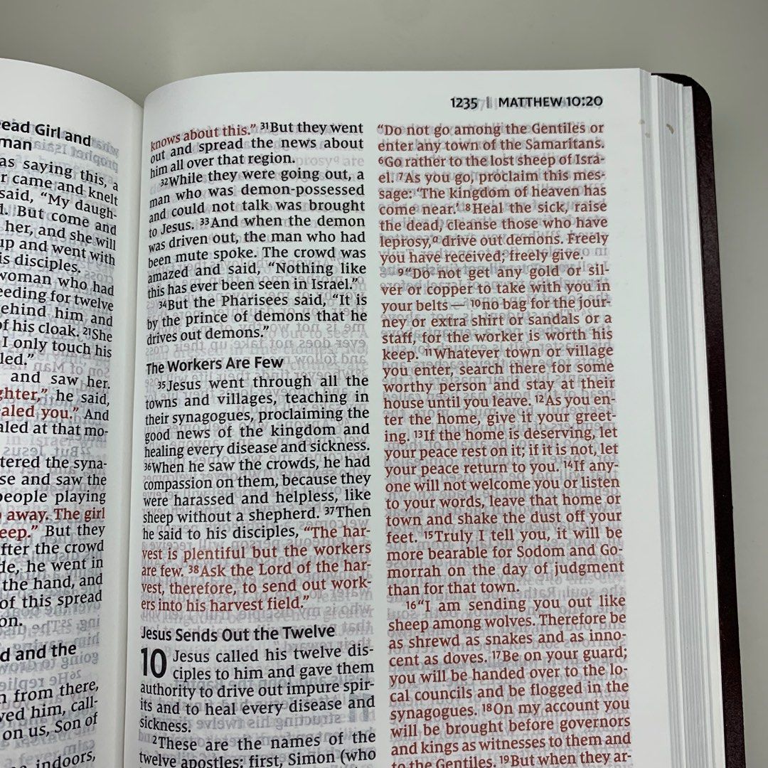 Holy Bible NIV Large Print, RED Letter, Burgundy Bonded Leather ...