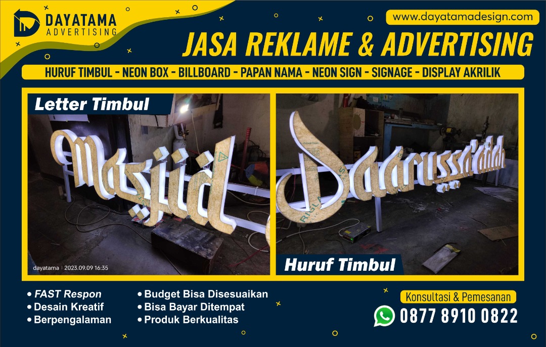 Huruf Timbul Akrilik | Huruf Timbul LED | Neon Box | Papan Nama Masjid ...