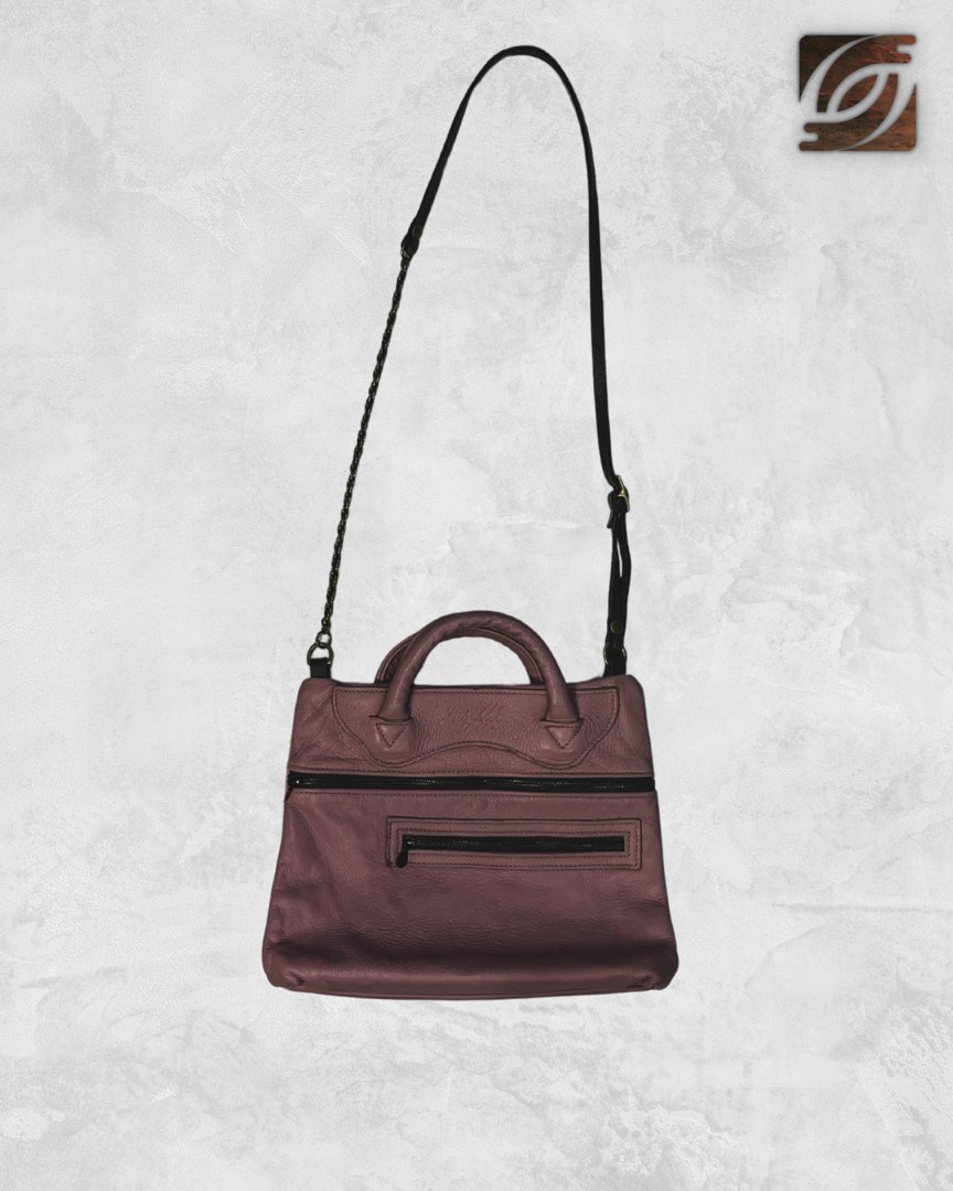 Jas MB London Chain and Belt Tumbled Leather Sling Bag, Women's Fashion ...