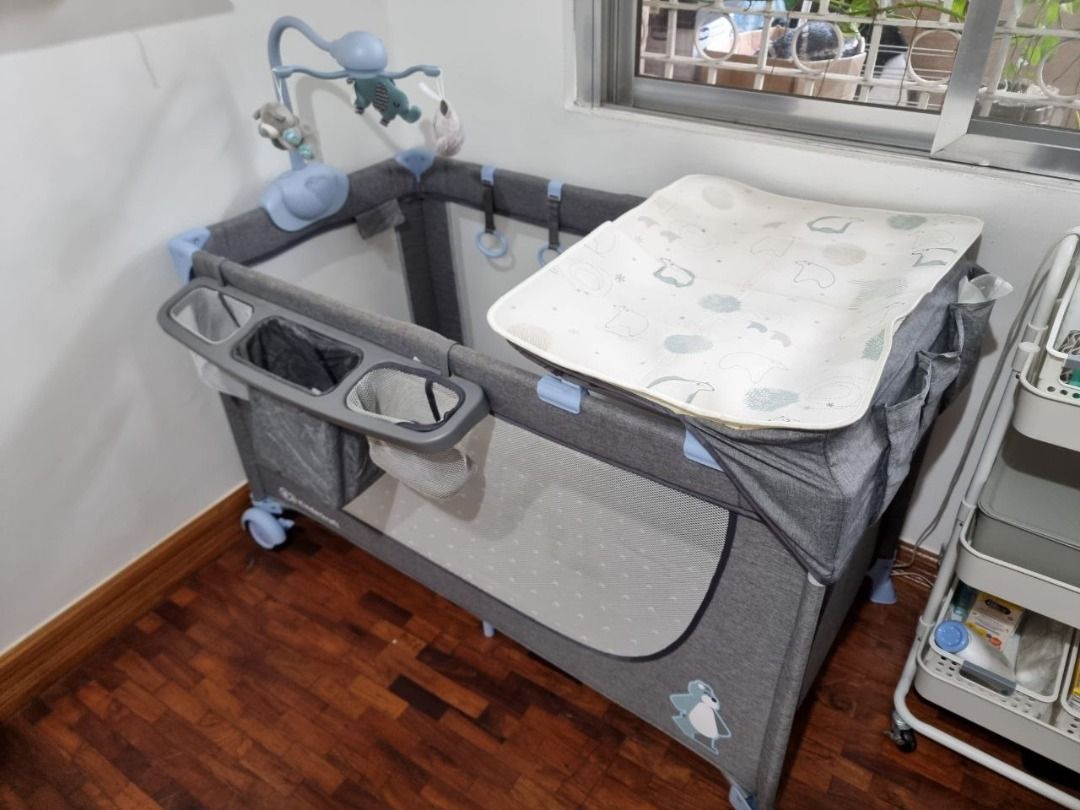 Kinderkraft Joy Travel Cot Blue (Baby Crib), Babies & Kids, Baby ...