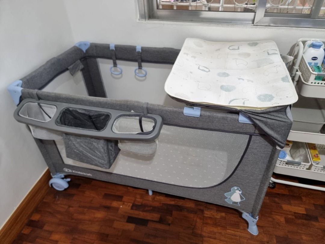 Kinderkraft Joy Travel Cot Blue (Baby Crib), Babies & Kids, Baby ...