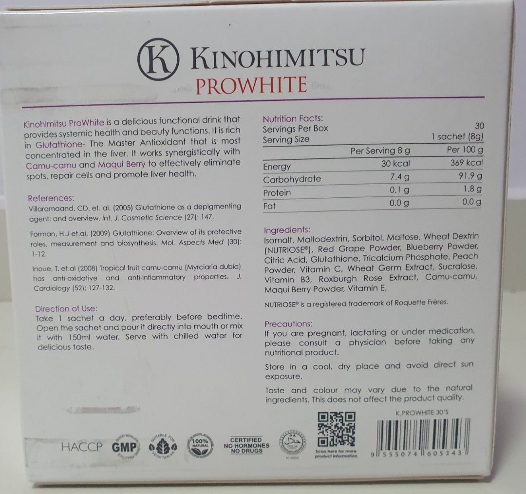 Kinohimitsu Prowhite Glutathione 30's, Health & Nutrition, Health ...