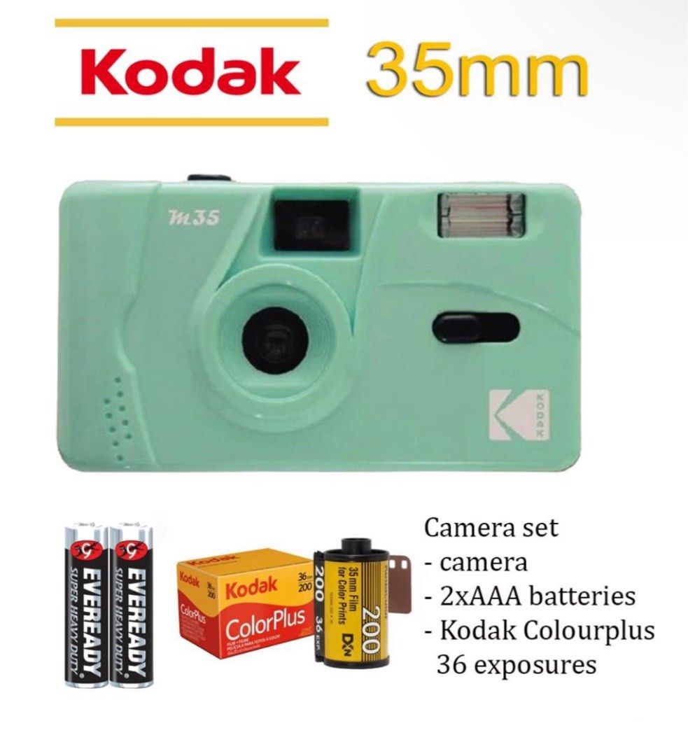 Kodak M35 Mint Green Film Camera, Photography, Cameras on Carousell
