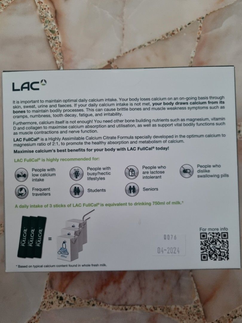 LAC FULLCAL (Lemon flavour), Health & Nutrition, Health Supplements ...