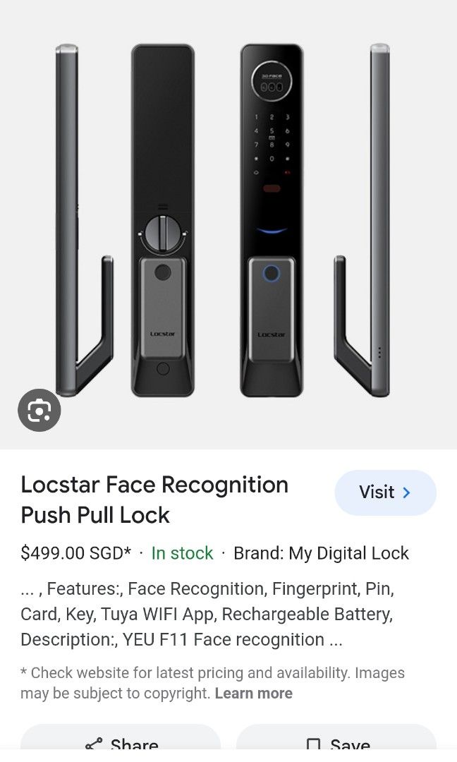 Lateat Lockstar facial Digital door lock bundle, Furniture & Home ...