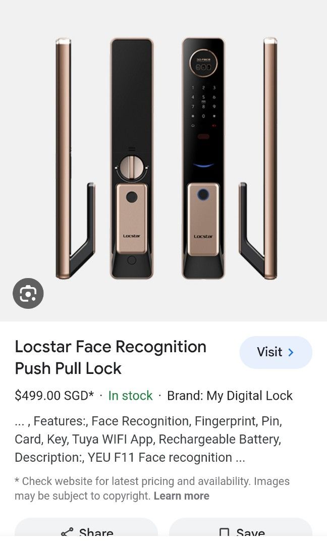 Lateat Lockstar facial Digital door lock bundle, Furniture & Home ...