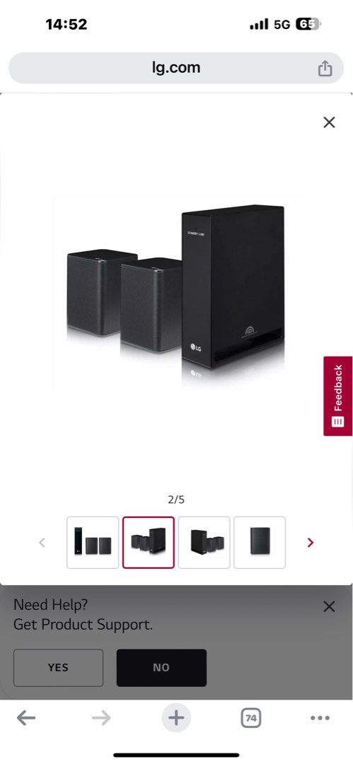 LG SPK8-S 2.0 Channel Sound Bar Wireless Rear Speaker Kit, Audio ...