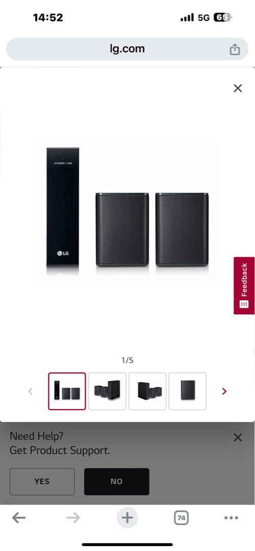 LG SPK8-S 2.0 Channel Sound Bar Wireless Rear Speaker Kit, Audio ...