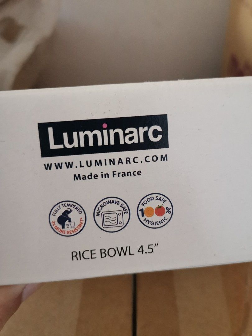Luminarc 4.5" rice bowl, Furniture & Home Living, Kitchenware ...
