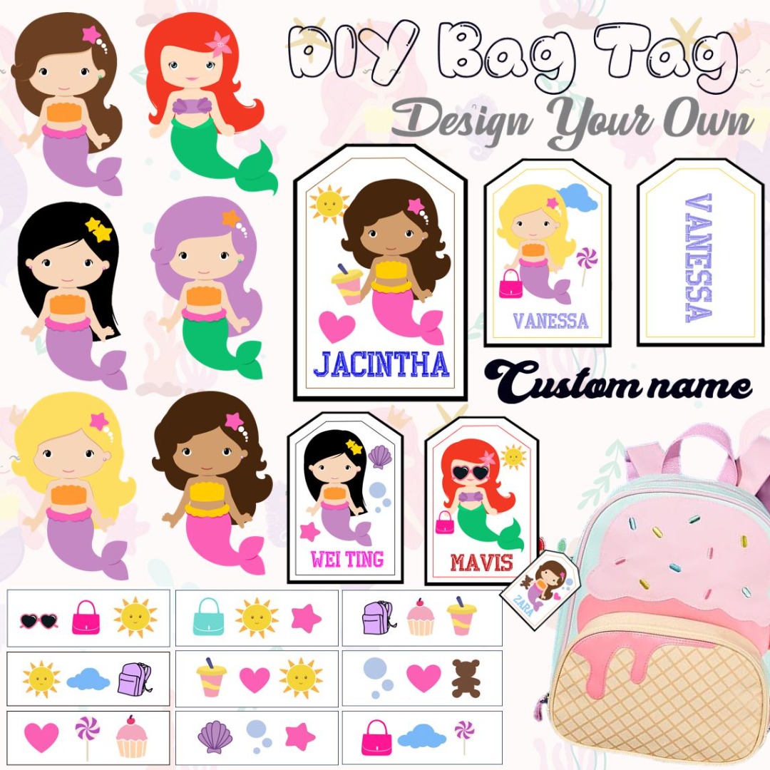 Mermaid Custom Made Name Tag Design Your Own School Gift Birthday ...