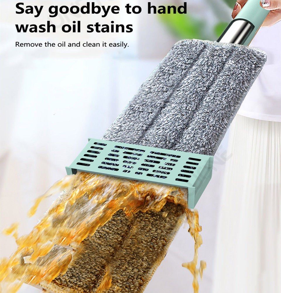 Microfiber Flat Mop Hand Free Squeeze Cleaning Floor cleaner Mop ...