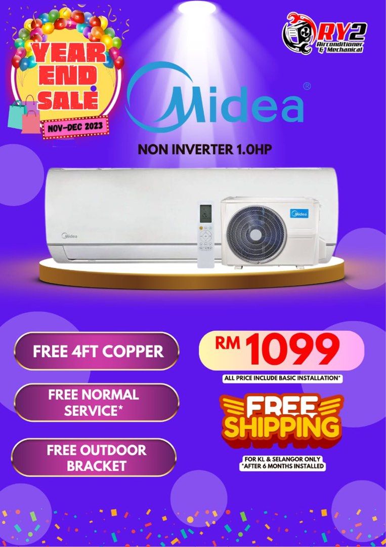 MIDEA AIRCOND, TV & Home Appliances, Air Conditioners & Heating on Carousell