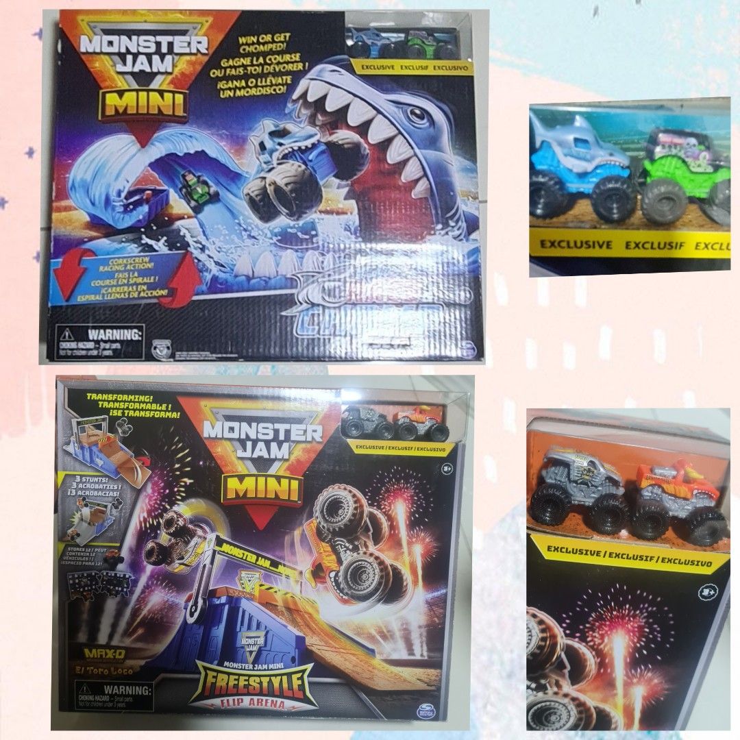 MONSTER JAM MINI - MEGALODON RACE CHOMP PLAYSET with Mini Megalodon and ...