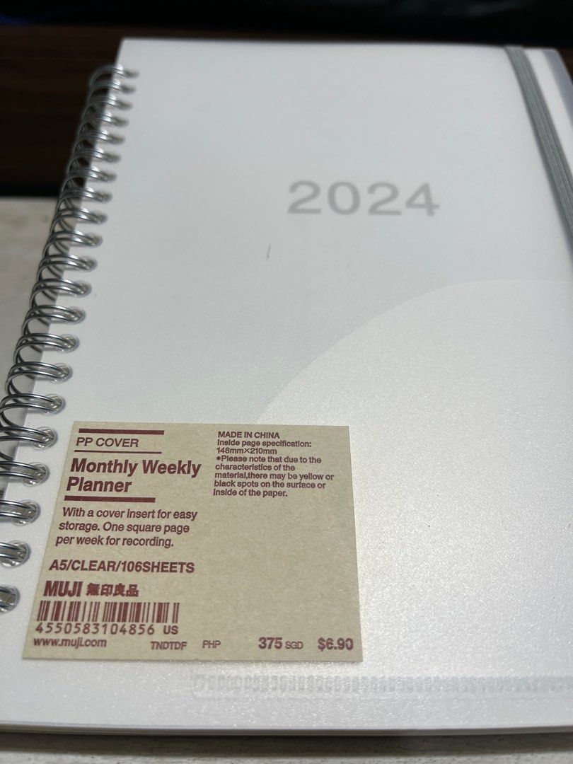 Muji Monthly Weekly Planner 2024, Hobbies & Toys, Stationary & Craft ...