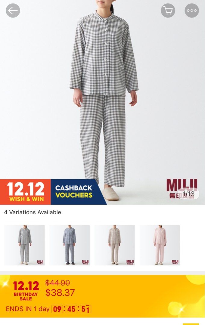 MUJI Pajamas set, Women's Fashion, New Undergarments & Loungewear on ...