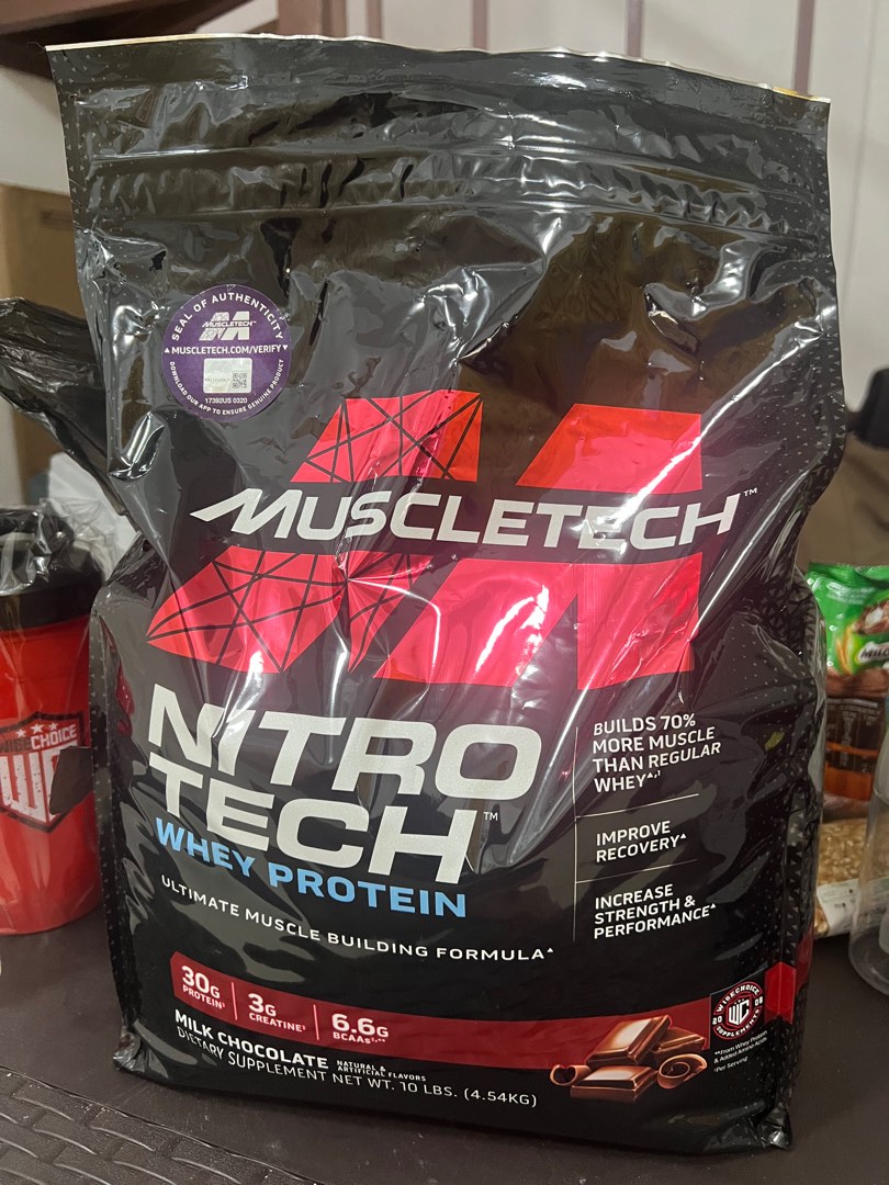 Muscletech Nitro Tech Whey Protein 10 lbs, Health & Nutrition, Health ...