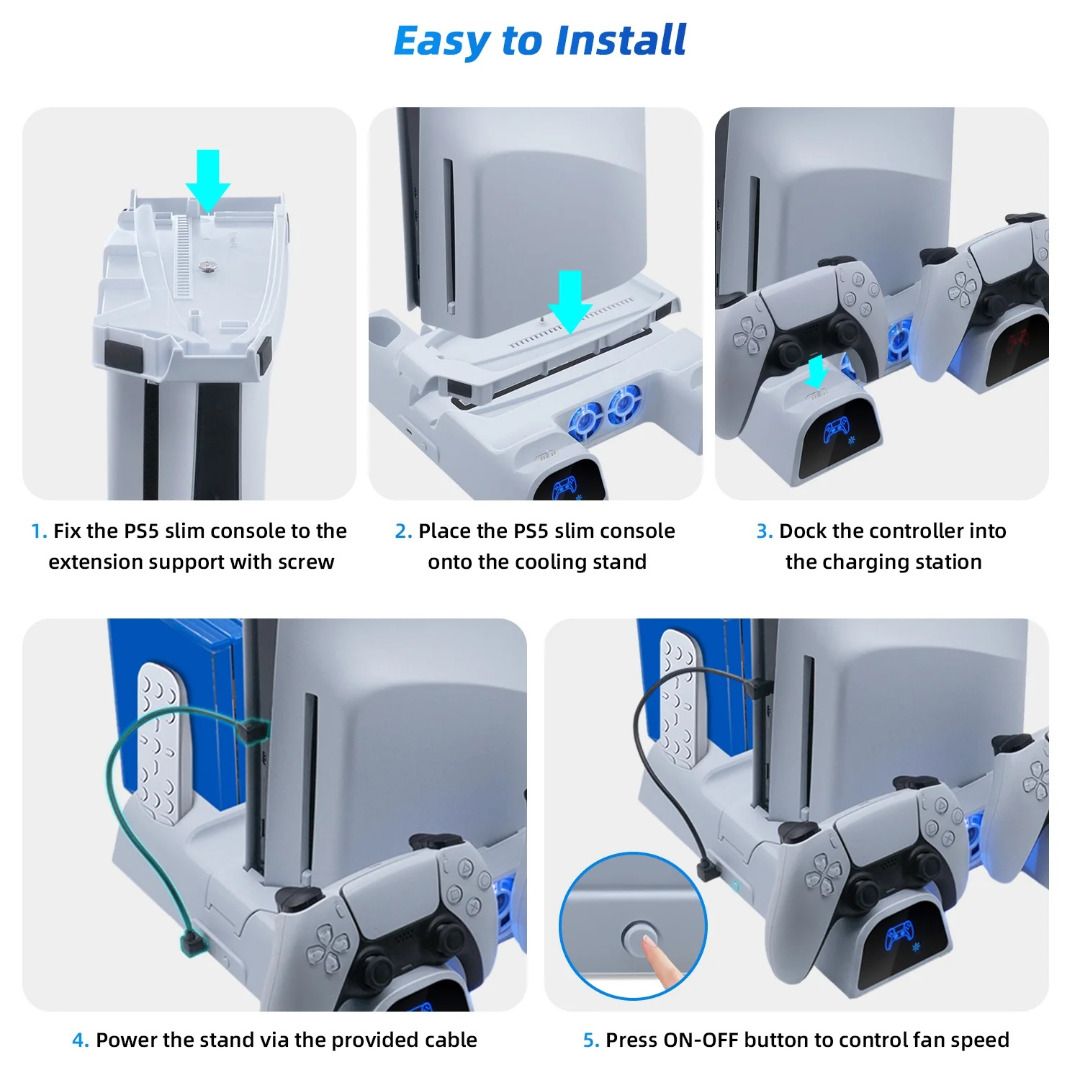 New! DOBE PS5 Multifunctional Cooling Stand for PS5/PS5 Slim console ...