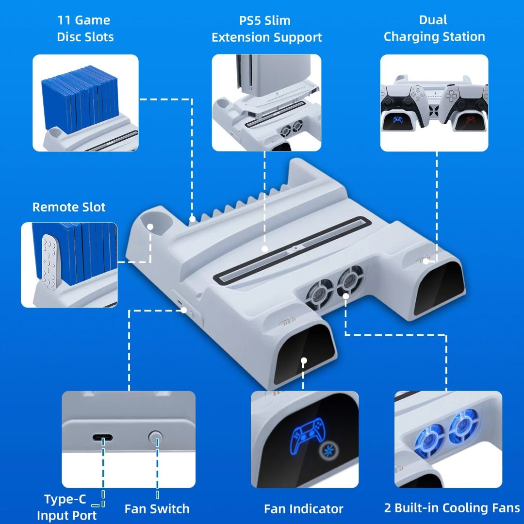 New! DOBE PS5 Multifunctional Cooling Stand for PS5/PS5 Slim console ...