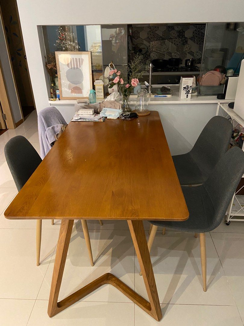 Nordic Walnut Solid wood Dining Table, Furniture & Home Living ...