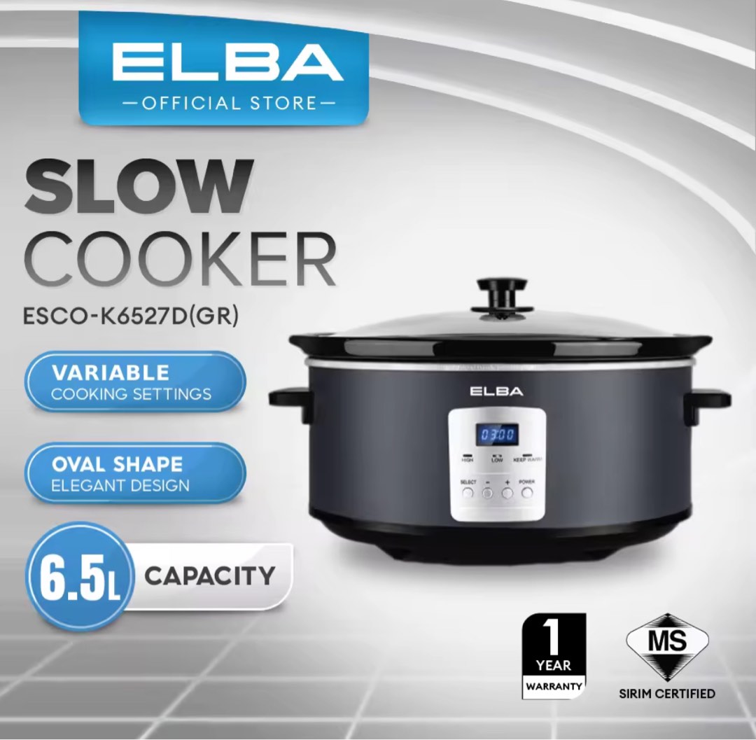 Elba Digital Slow Cooker Esco K6527d Gr Programmable Countdown Timer