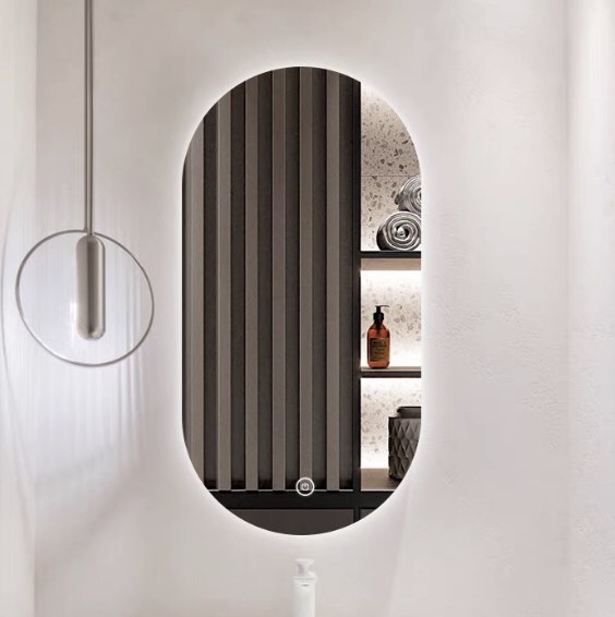 Oval shape LED Mirror (cool white light), Furniture & Home Living ...
