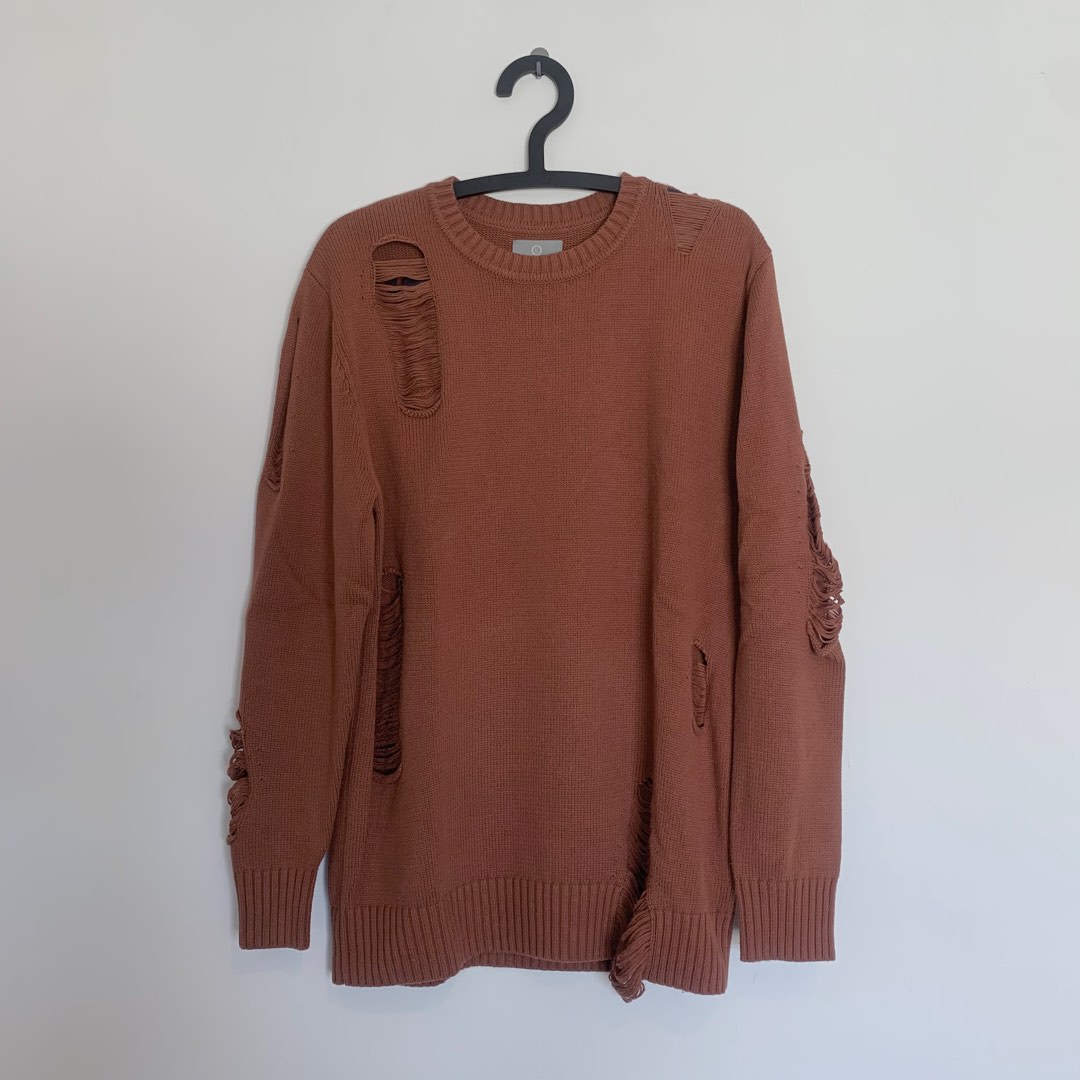 【OVKLAB】Destroyed Knit Sweater 毛衣 破壞 針織, 他的時尚, 上衣與西裝, T恤、Polo衫在旋轉拍賣
