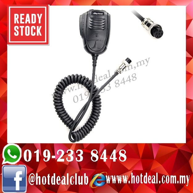 PTT Anytone Original Microphone For Anytone AT-6666 10 Meter Car Radio ...