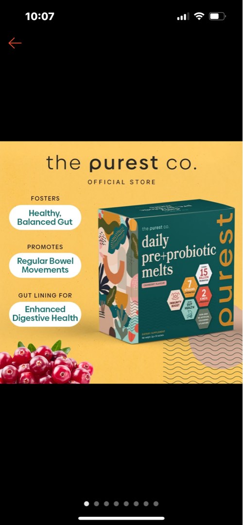 Purest daily pre+probiotic melts, Health & Nutrition, Health ...