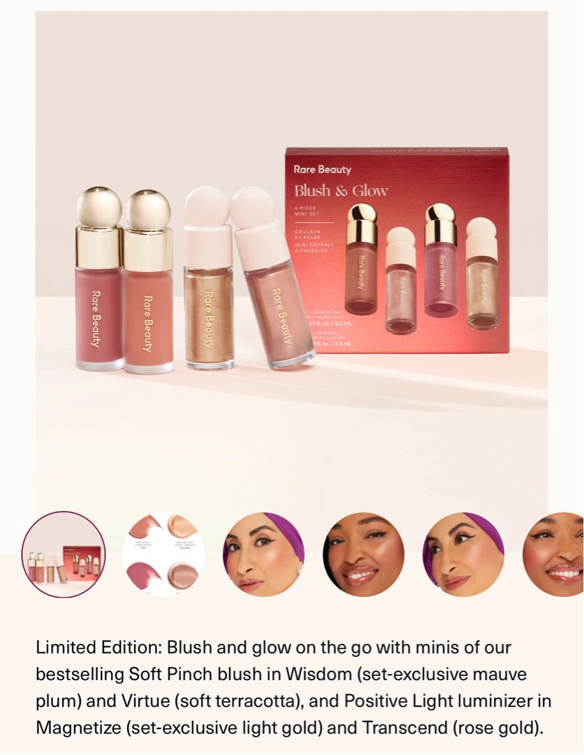 Rare Beauty Blush & Glow 4 Piece Mini set, Beauty & Personal Care, Face, Makeup on Carousell