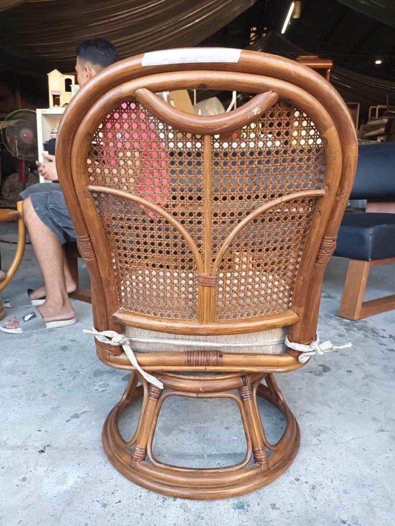 Rattan swivel chair 22L x 20W x 13H inches 29 1/2 inches sandalan ...