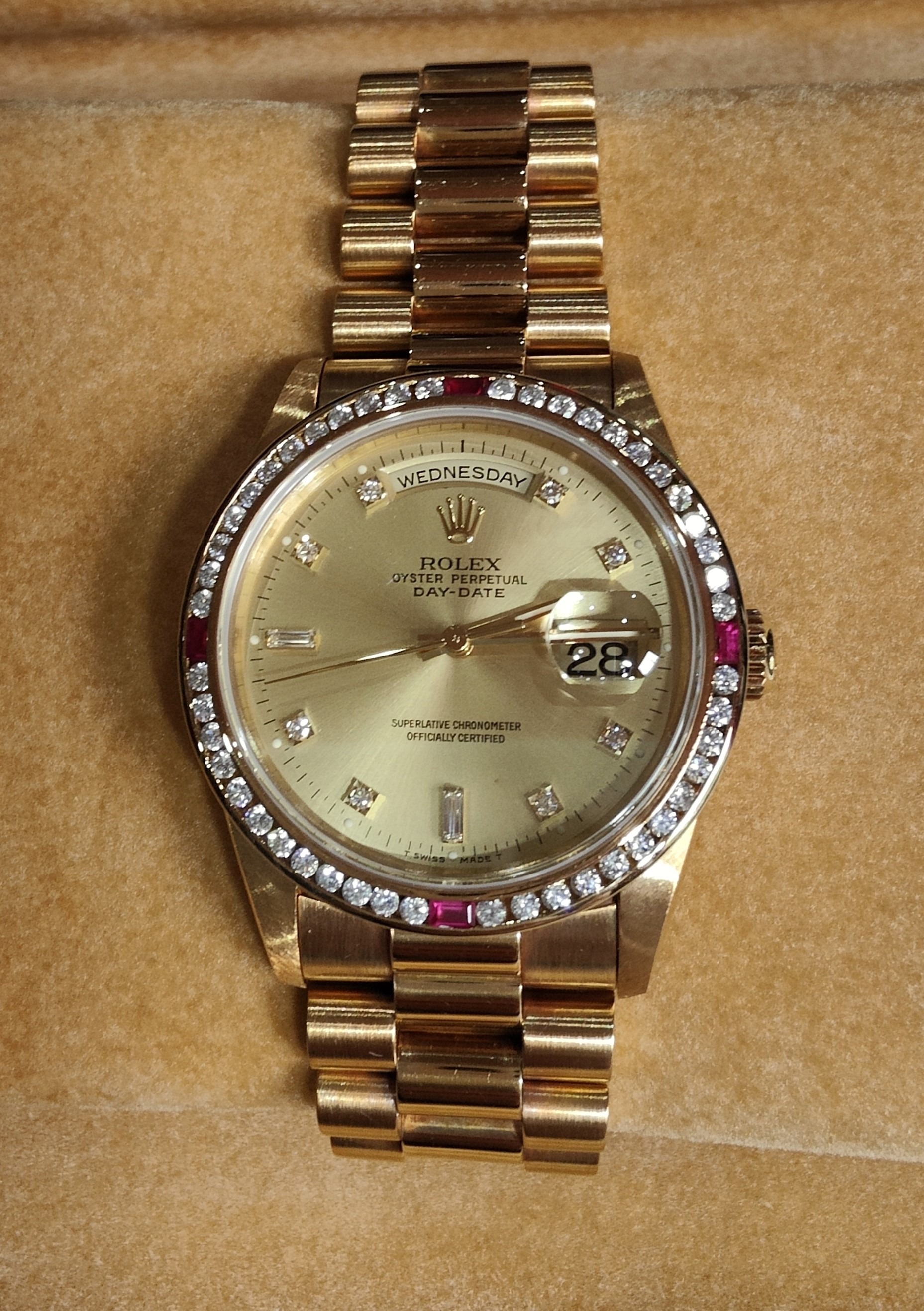 Rolex Diamond Ruby Bezel President Day Date_Model 18238_36mm, Luxury ...