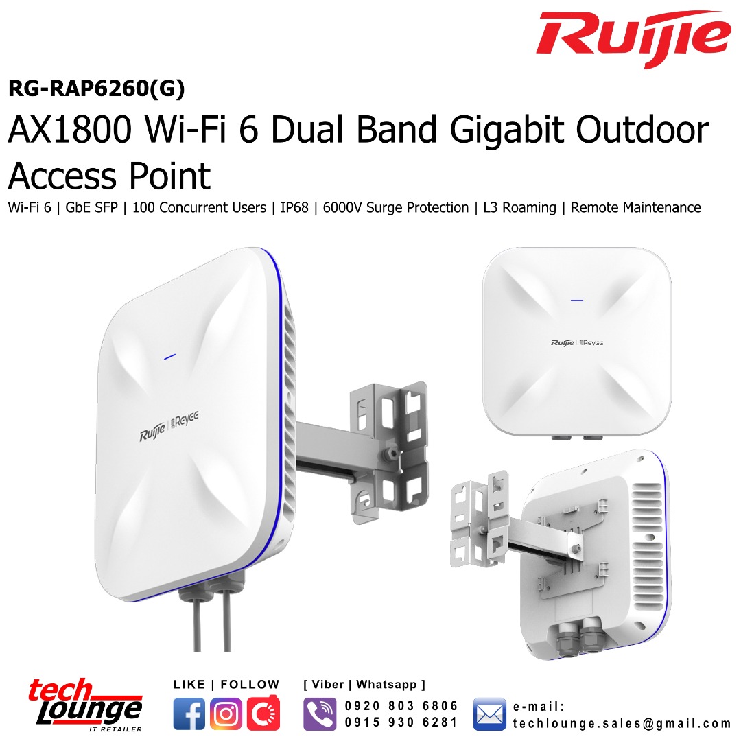 RUIJIE RG-RAP6260(G) AX1800 Wi-Fi 6 Dual Band Gigabit Outdoor Access Point, Computers & Tech ...