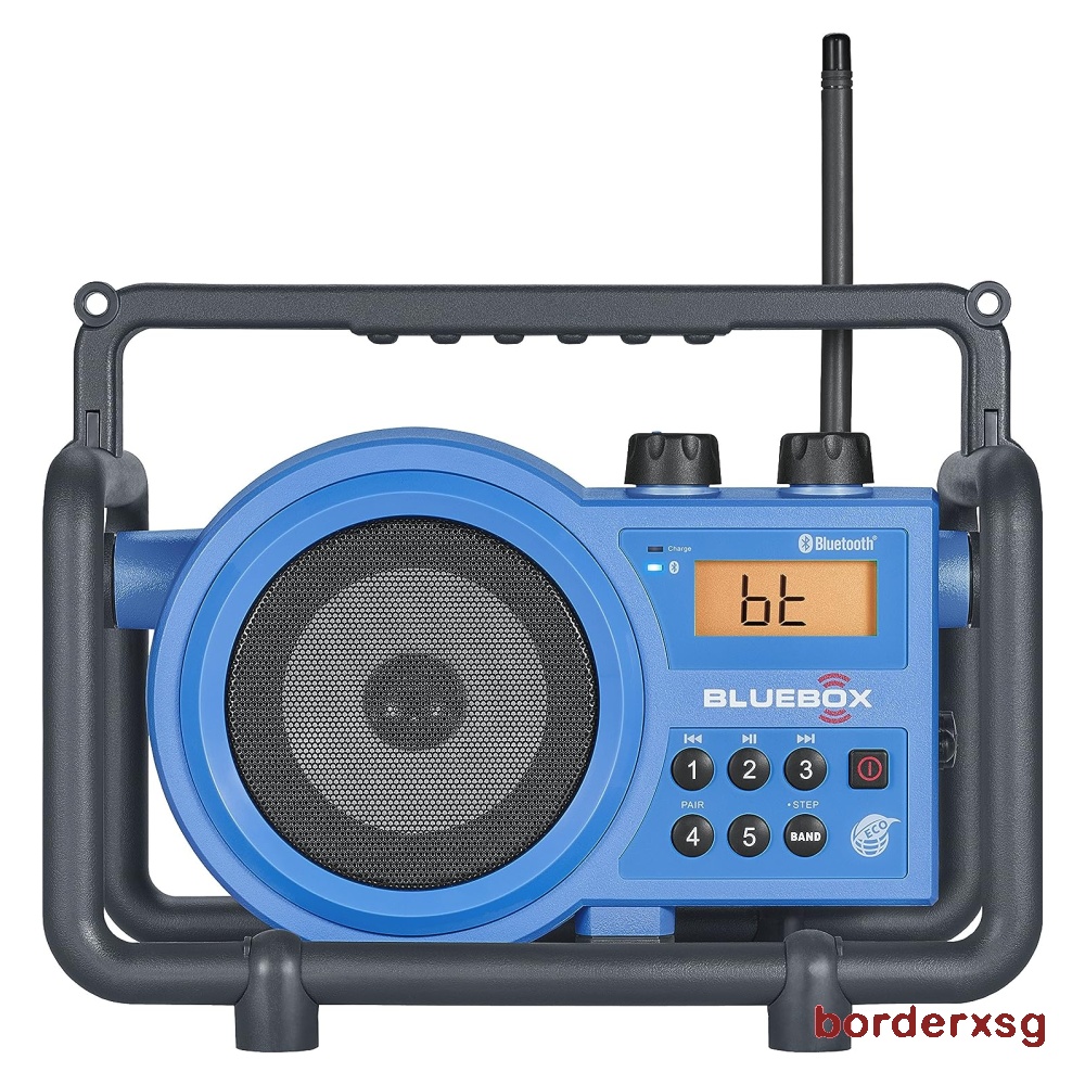 Sangean BB-100 BlueBox AM/FM Ultra-Rugged Digital Receiver with Bluetooth, blue, 12.4", Mobile ...